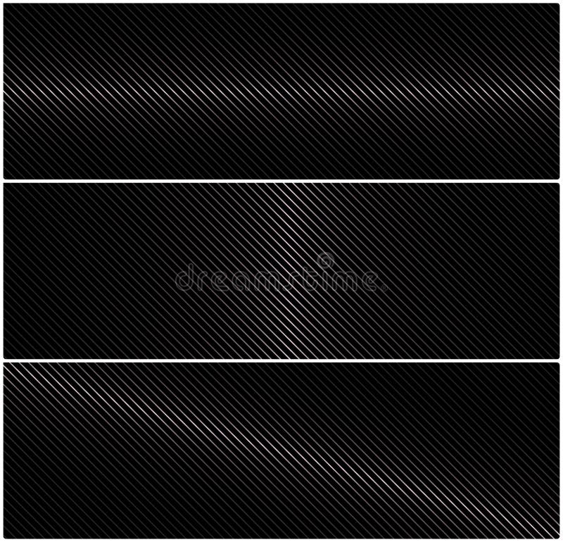 3 Abstract Vector Horizontal Banner with Metal Grid on a Black ...