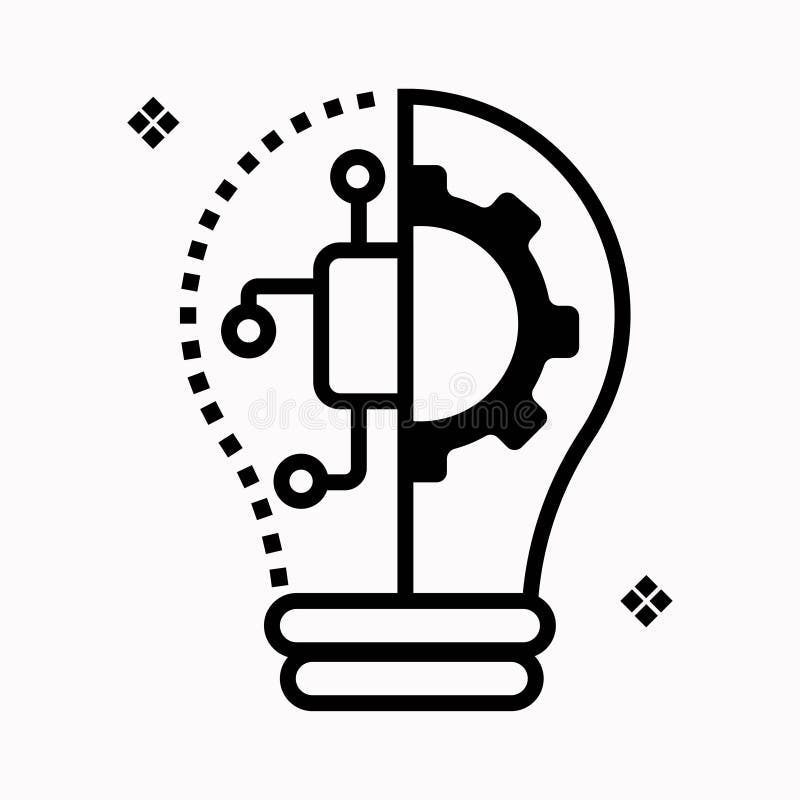 Light Bulb and Cog Inside. High Quality Black Style Vector Icons Stock ...