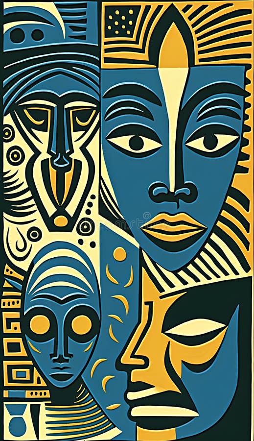 Abstract Vector Illustration of Ancient Egyptian Gods in Art Deco Style ...