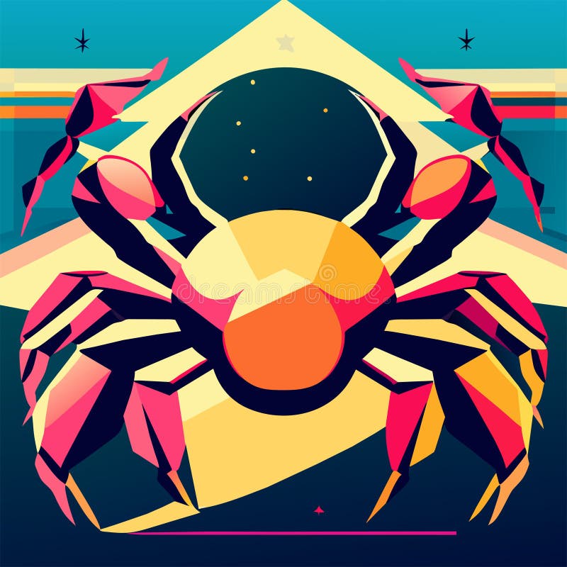 Abstract Vector Illustration of a Crab on a Background of Geometric ...