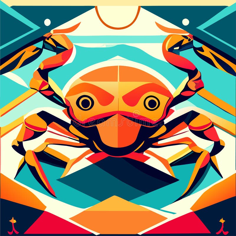 Abstract Vector Illustration of a Crab on a Background of Geometric ...