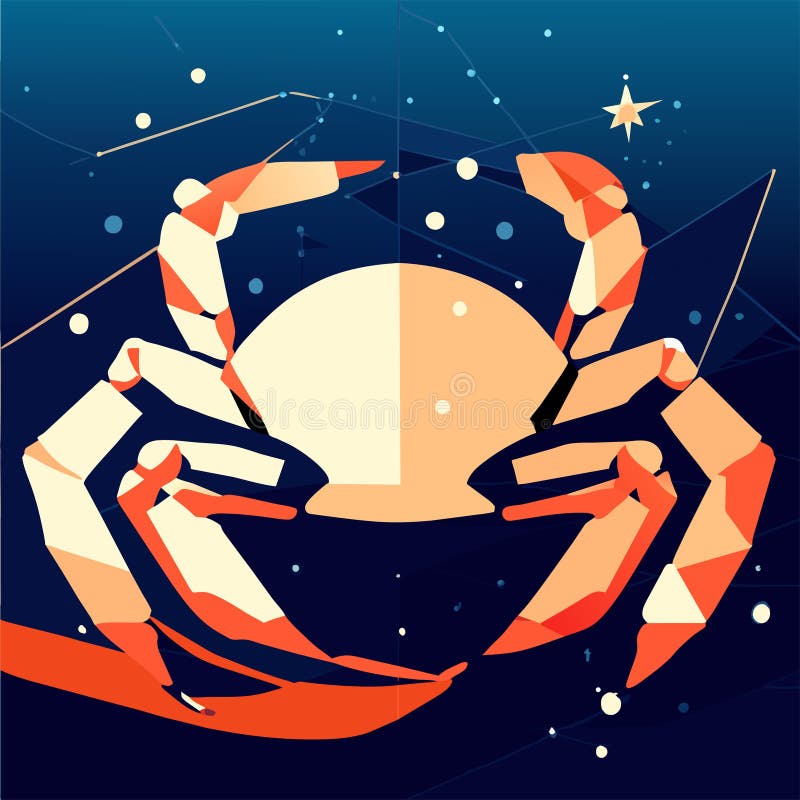 Abstract Vector Illustration of a Crab in Space with Stars and Planets ...