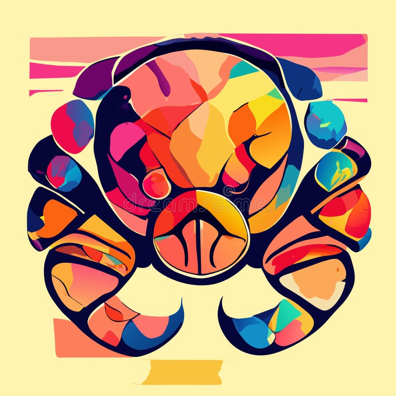 Abstract Vector Illustration of a Crab in the Style of Stained Glass ...