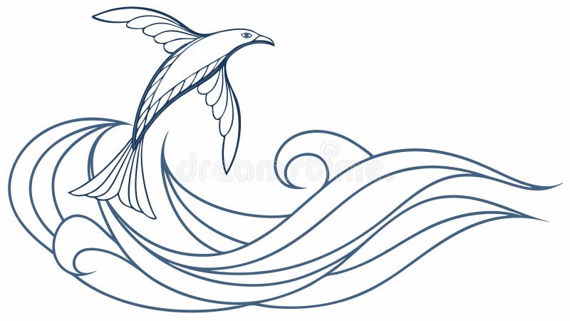 Abstract Bird in Flowing Water, Graceful Nature and Motion, Vector ...