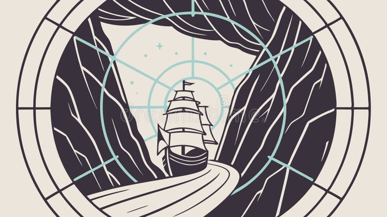 Old Ship in Abstract Vortex, Mysterious Sea Voyage Vector, Vector ...