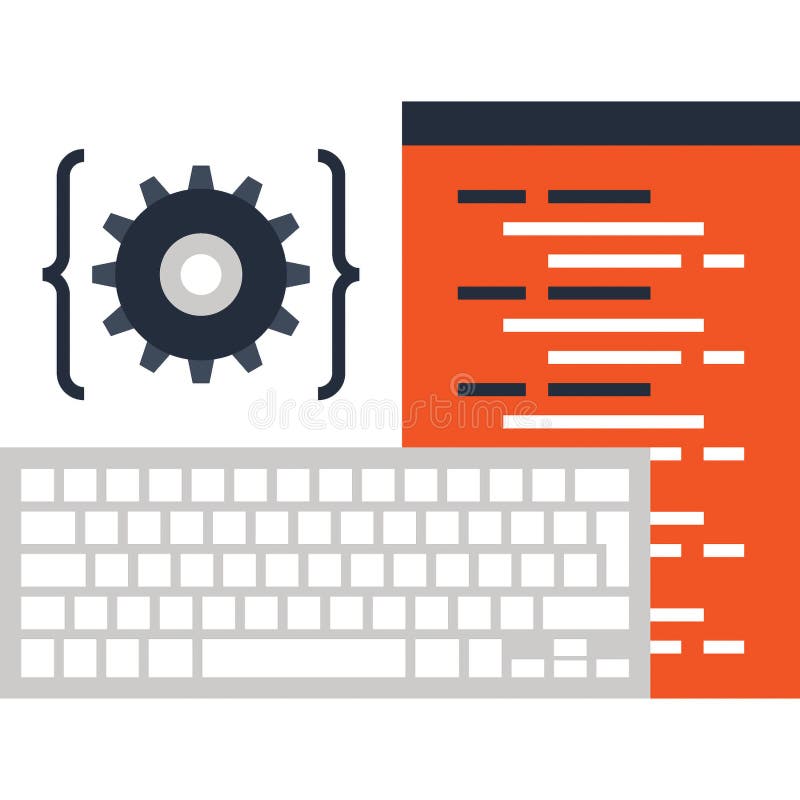 Program Coding Flat Web Icon Concept Stock Vector - Illustration of ...