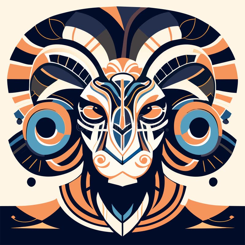 Abstract Vector Illustration Of A Ram Head In Tribal Style For T Shirt Design Poster Print