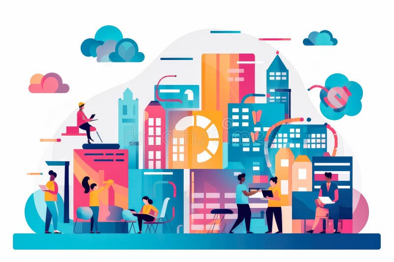 Abstract Vector Illustration Representing the Workflow and Benefits of ...