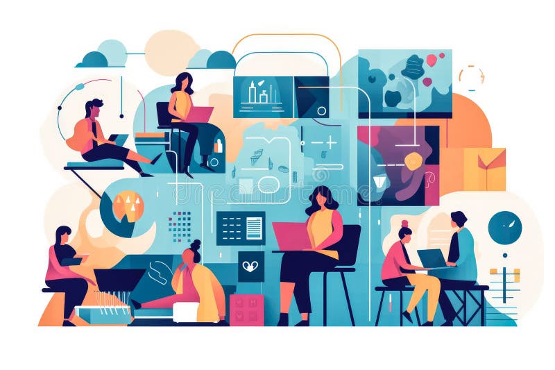 Abstract Vector Illustration Representing the Workflow and Benefits of ...