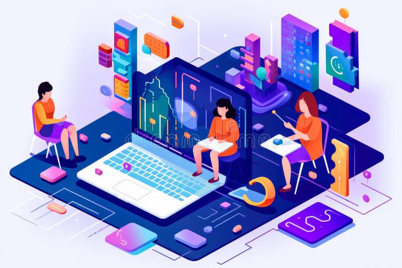 Abstract Vector Illustration Representing the Workflow and Benefits of Edtech or E Learning ...