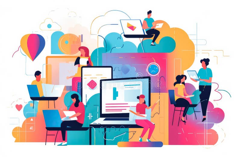 Abstract Vector Illustration Representing the Workflow and Benefits of ...