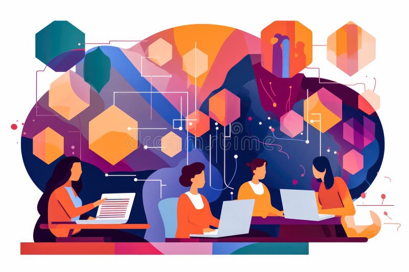 Abstract Vector Illustration Representing the Workflow and Benefits of ...