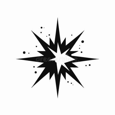 Exploding Star, Spiky and Bold Black and White Graphic Illustration ...