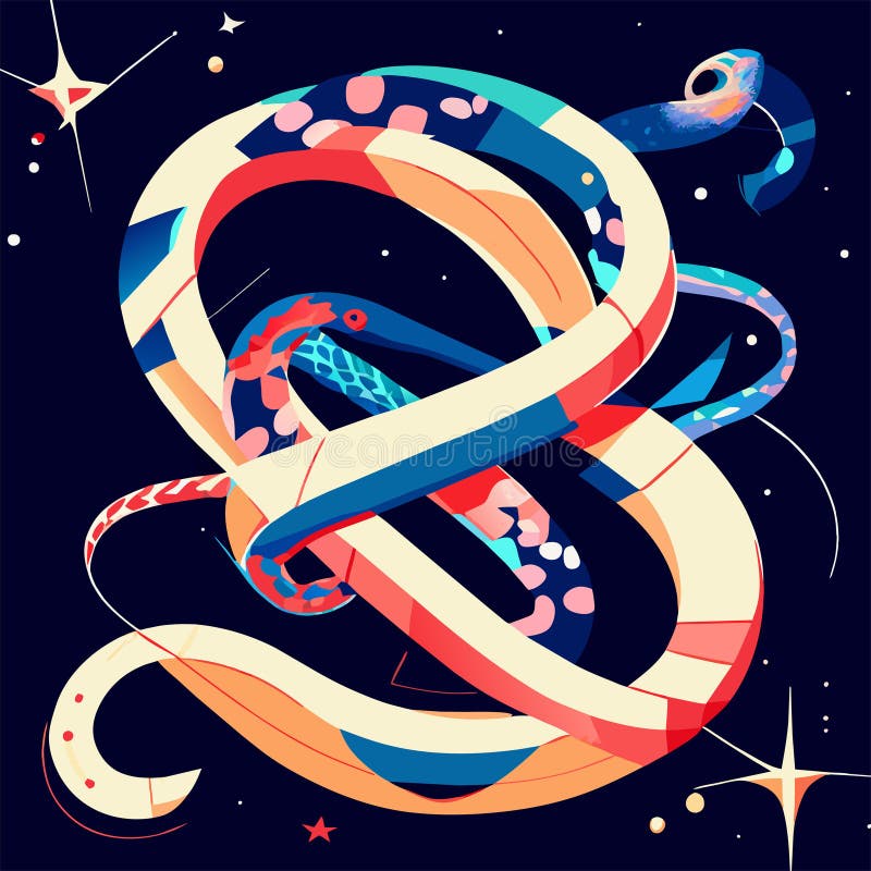 Abstract Vector Illustration of a Snake in the Form of a Spiral. AI ...
