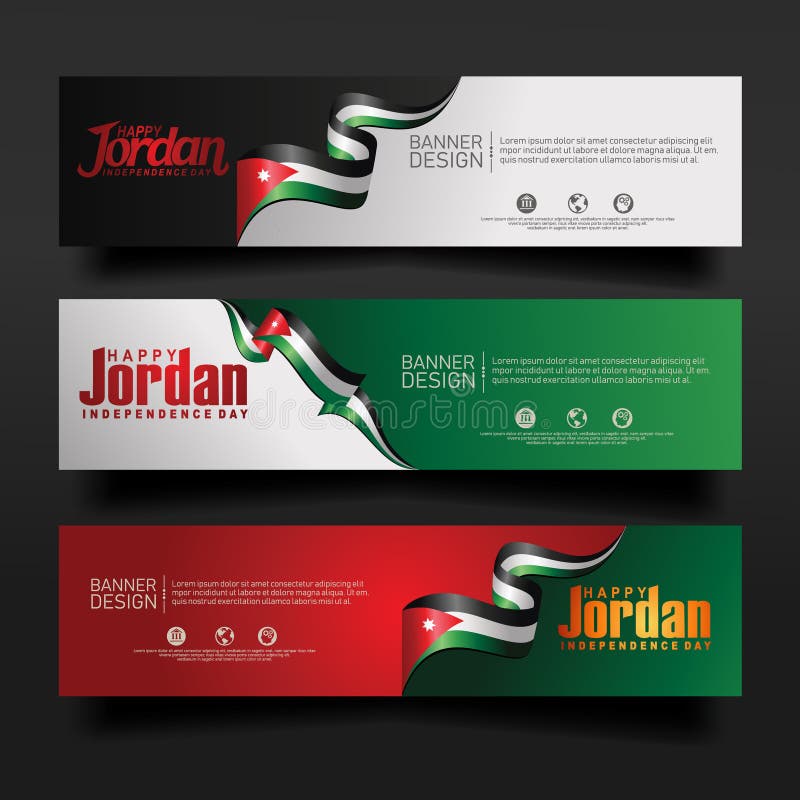 Abstract Vector Layout Horizontal Banner Jordan Independence Day Set ...