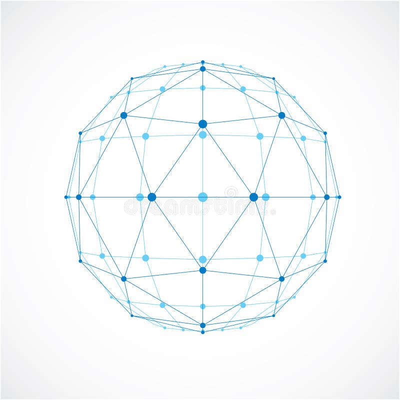 Abstract Vector Low Poly Object with Black Lines and Dots Connected ...