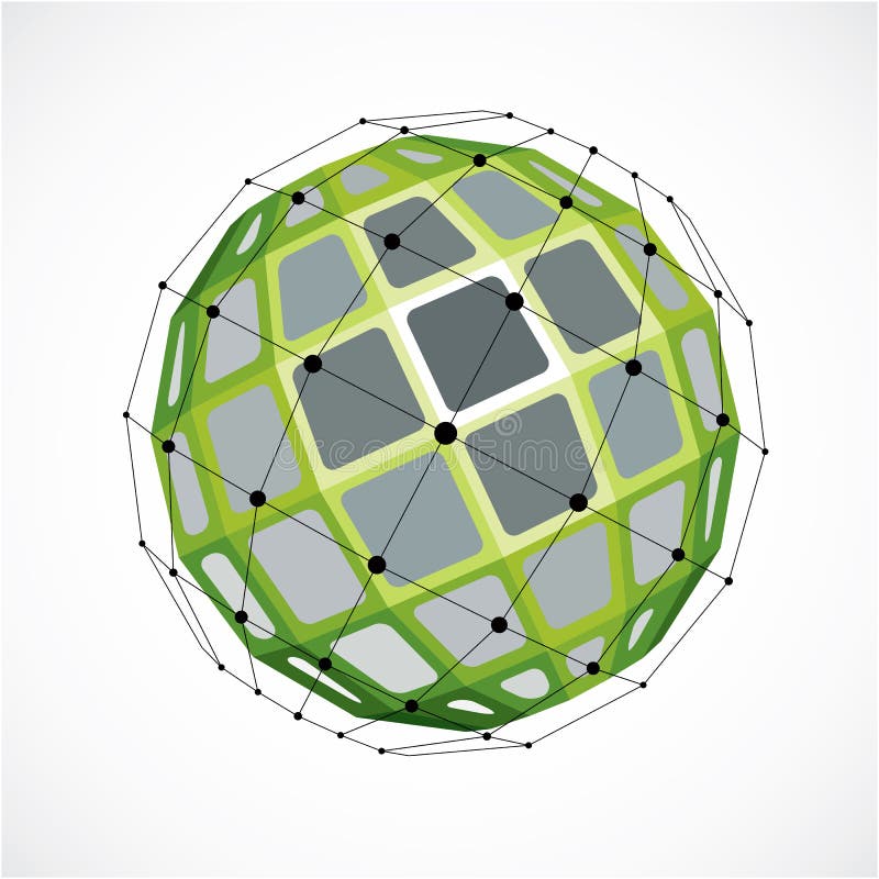 Abstract Vector Low Poly Object with Black Lines and Dots Connected ...