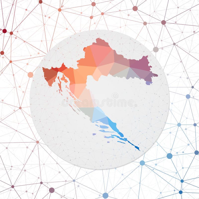 Croatia Vector Map Outline with Vintage Sunburst. Stock Vector ...