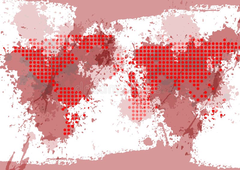 Abstract Vector Map Dot with Splatter Red Background,illustration ...