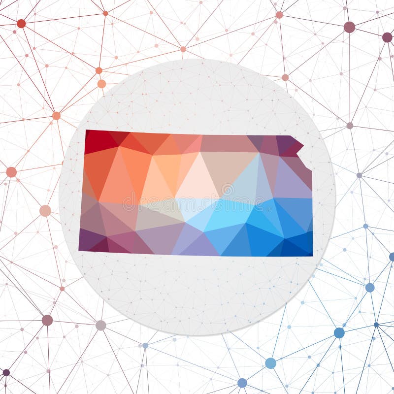 Kansas Map in Geometric Polygonal,mosaic Style. Stock Vector ...