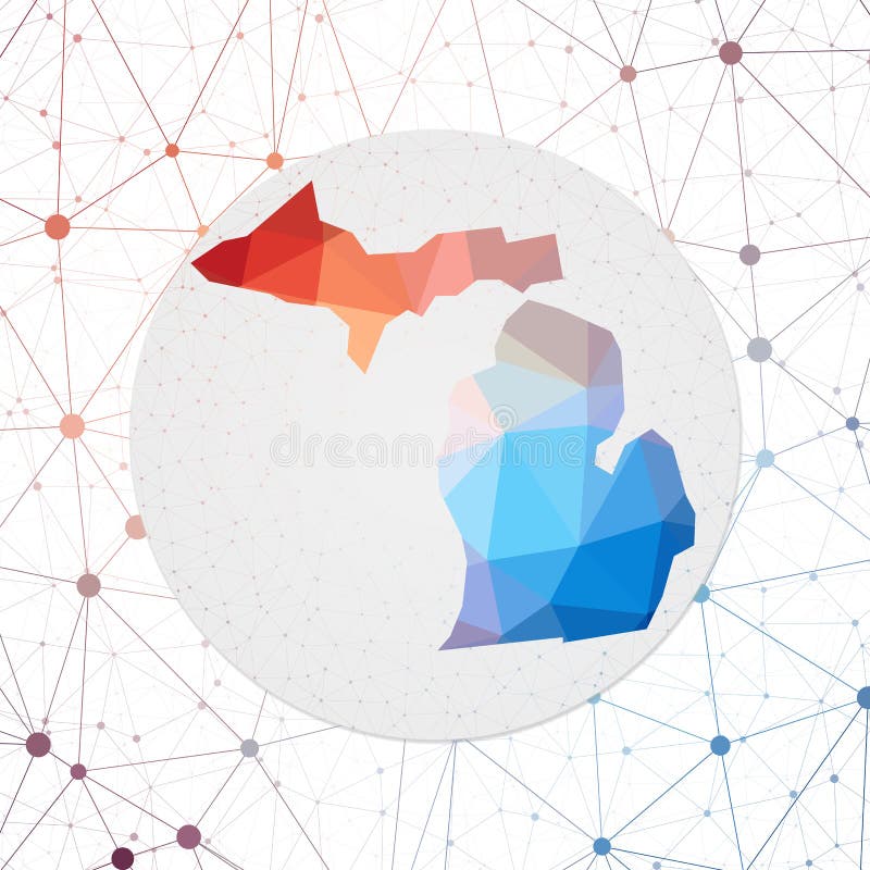 Abstract Vector Map of Michigan. Stock Vector - Illustration of network ...