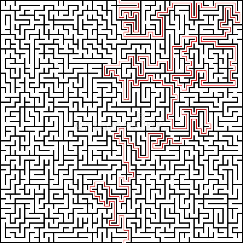 Abstract Vector Maze of High Complexity with Solution Stock ...