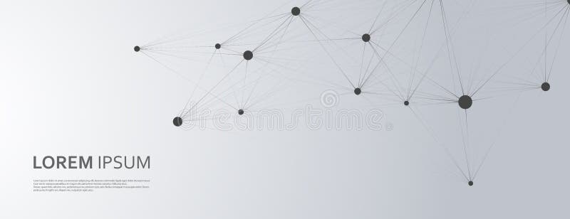 Abstract Vector Molecular Pattern with Dots and Lines in Black Stock ...