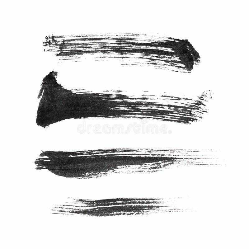 Abstract Vector Paint Smears Set. Hand Drawn Design Element. Black Ink ...