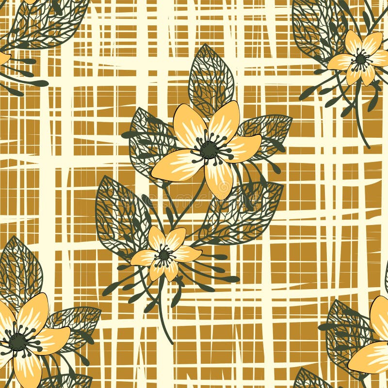 Abstract Vector Pattern with Hand Drawn Flowers and Dots. Floral ...