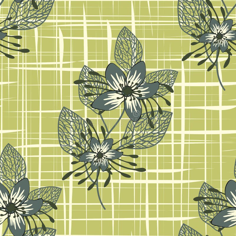 Abstract Vector Pattern with Hand Drawn Flowers and Dots. Floral ...