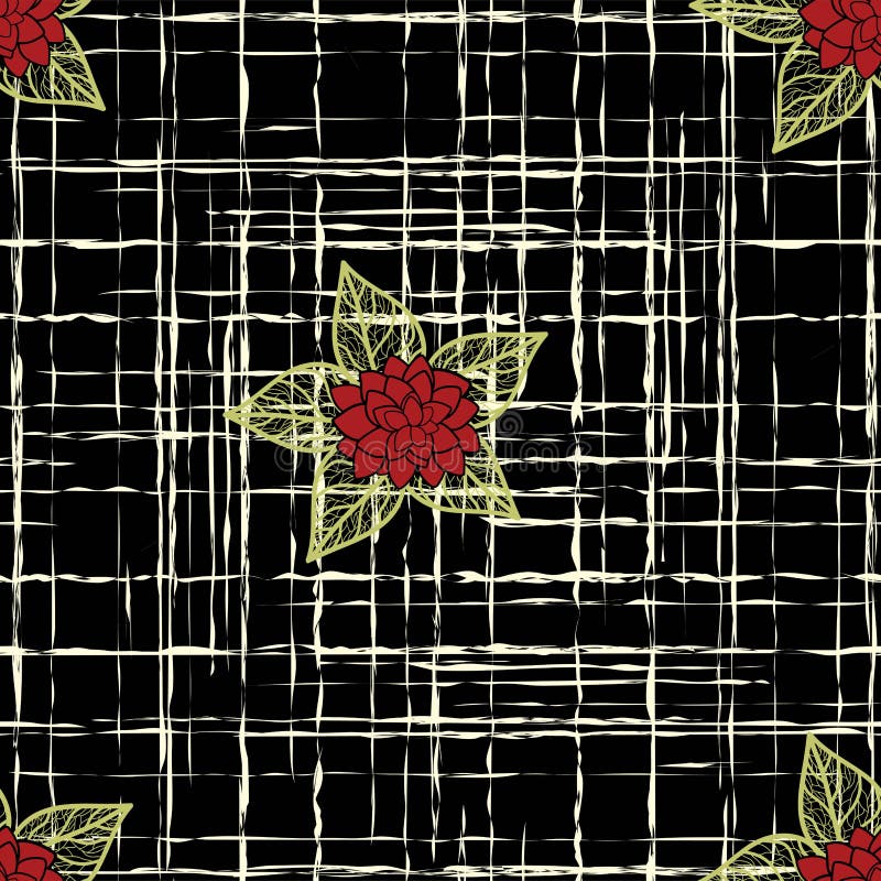 Abstract Vector Pattern with Hand Drawn Flowers and Dots. Floral ...