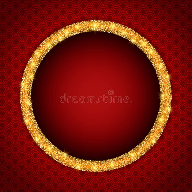Abstract Vector Pattern Red Background Illustration with Round Golden ...