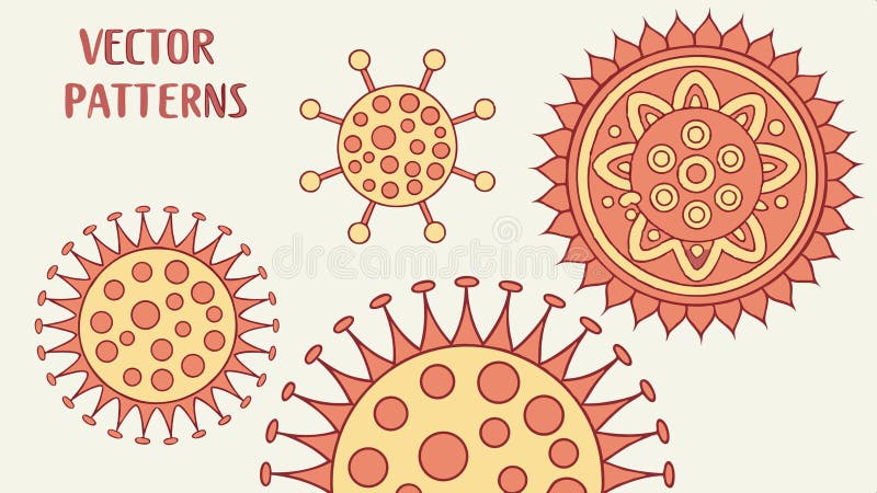 Vector Patterns with Sun and Dots, Abstract Design Elements Generative ...