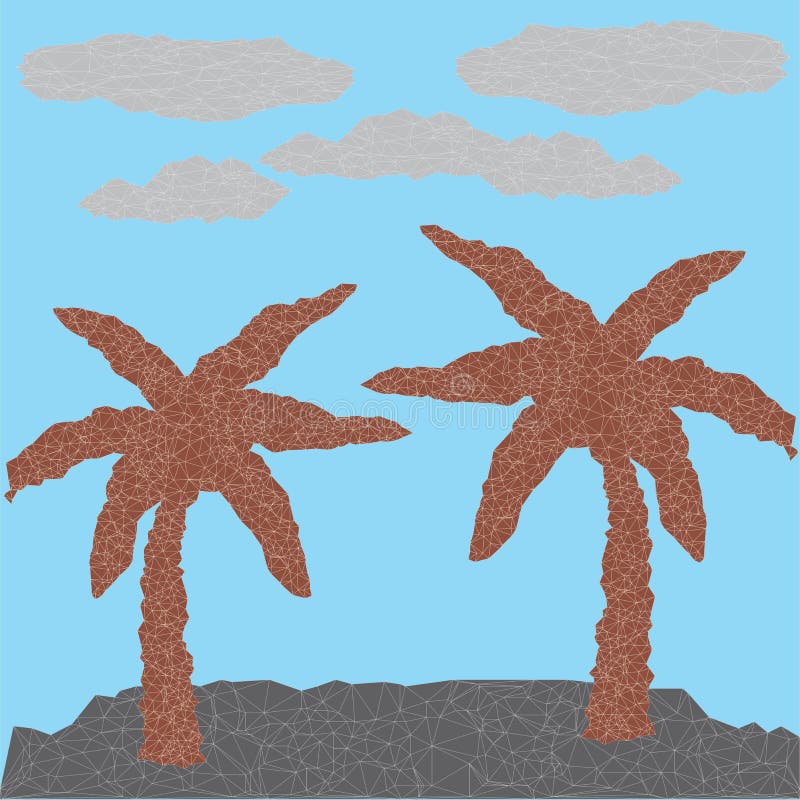 Polygon Palm Tree Clip Art. Palms on Landscape Stock Vector ...