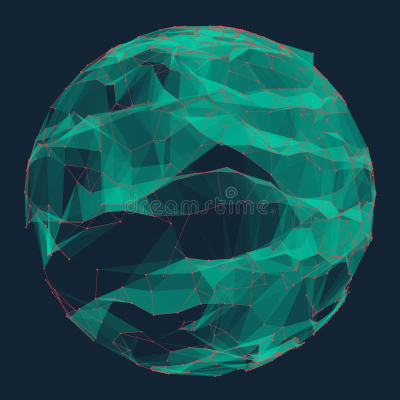 Abstract Vector Polygonal Cyber Green Sphere. Triangle Spherical Mesh ...