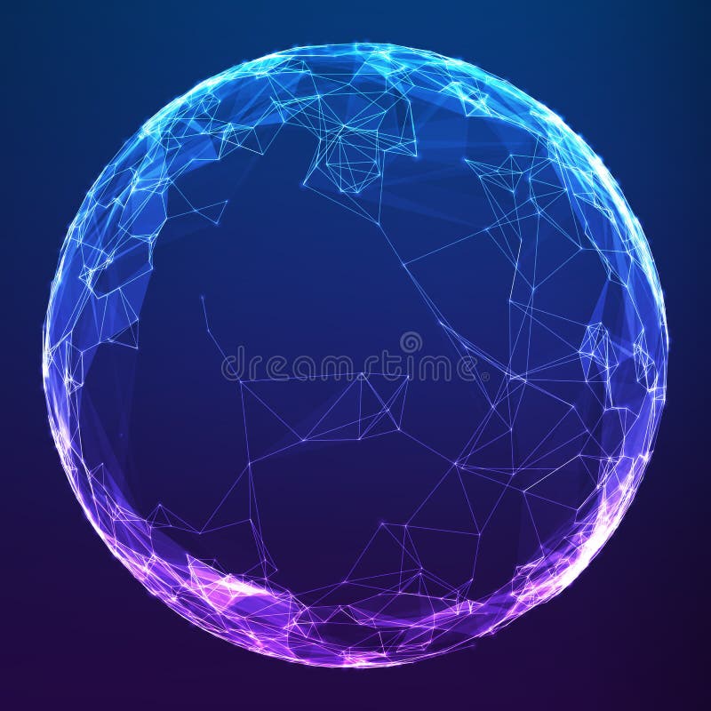 Abstract Vector Polygonal Cyber Sphere. Triangle Spherical Mesh ...