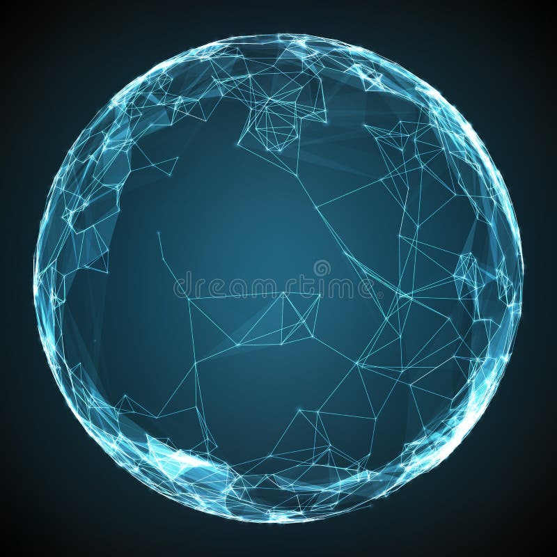 Abstract Vector Polygonal Cyber Sphere. Triangle Spherical Mesh ...
