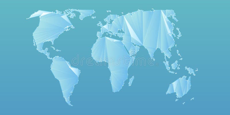 Abstract Vector Polygonal Mesh World Map. Triangulated Continents ...