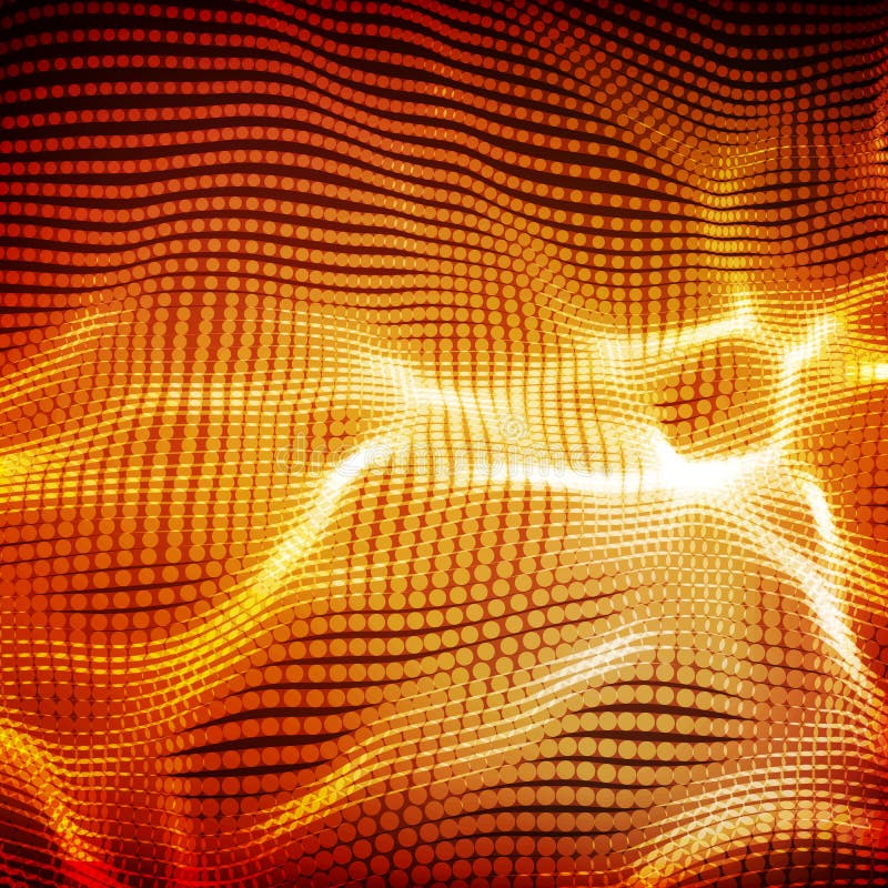 Abstract Vector Red Wave Mesh Background. Point Cloud Array. Chaotic ...