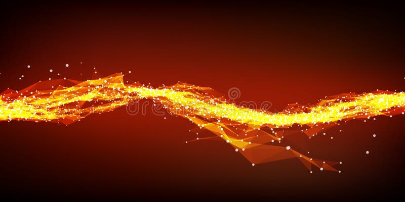 Abstract Vector Red Wave Mesh Background. Point Cloud Array. Chaotic ...