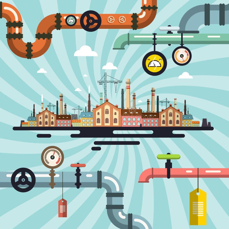 Abstract Vector Retro Old Factory Stock Illustration - Illustration of ...