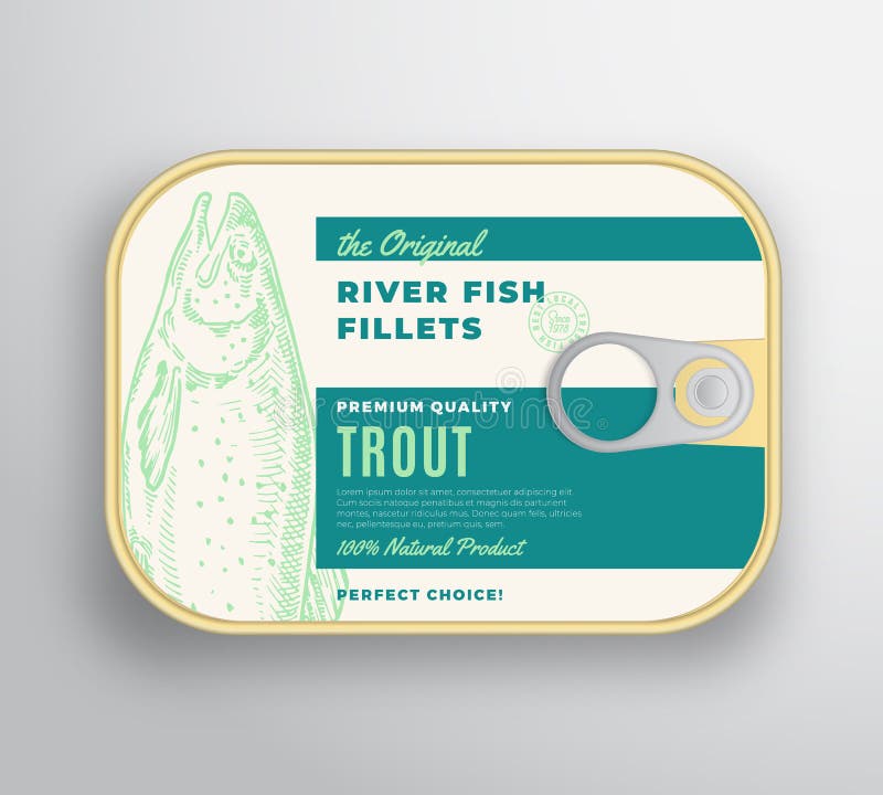 Canned River Fish Abstract Vector Aluminium Container Packaging Design ...