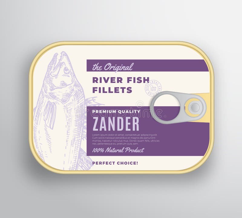 River Fish Abstract Vector Packaging Design or Label. Modern Typography ...