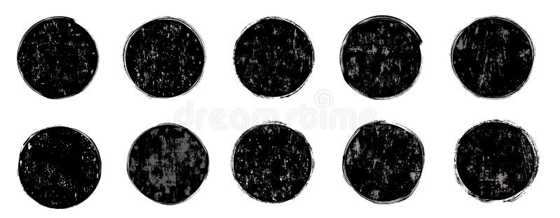 Abstract Black Vector Round Brush Paint Shapes, Textured Frames and ...
