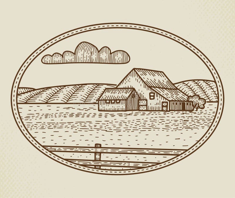 Abstract Vector Rural Farm Sign, Badge or Logo Template. Rustic ...