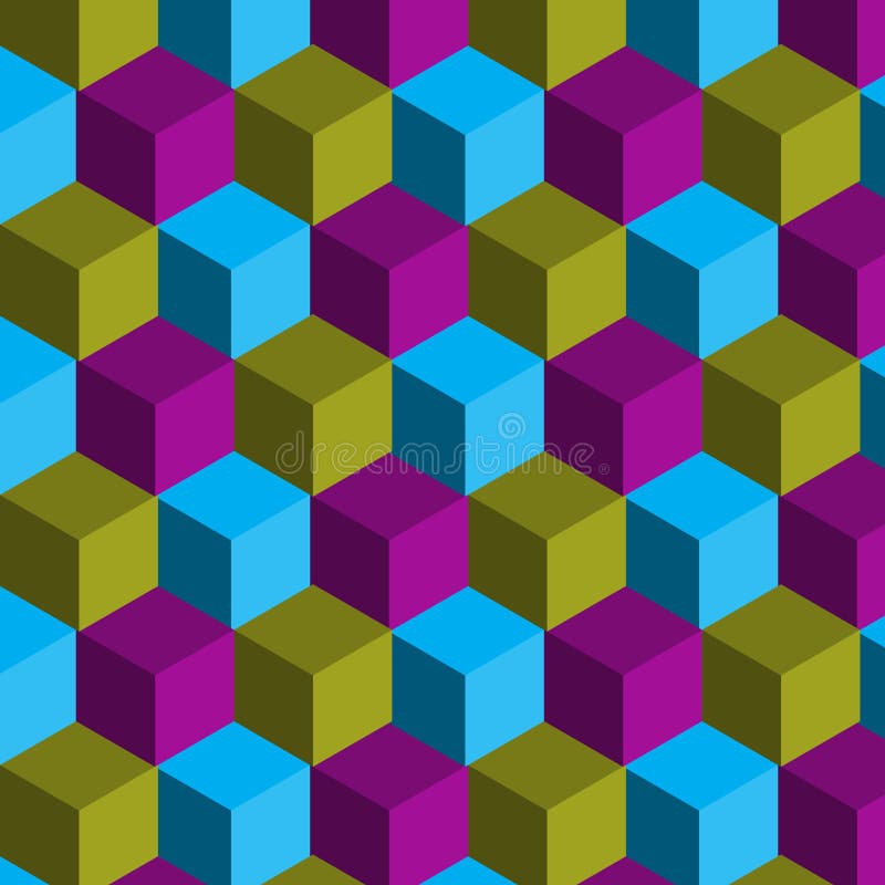 Abstract Vector Seamless Colorful Dimensional Geometric Pattern With ...