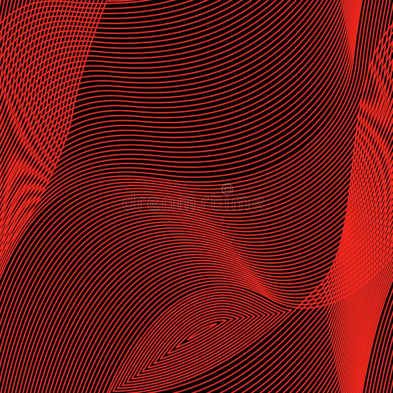 Abstract Vector Seamless Moire Pattern with Lines. Graphic Red a Stock ...