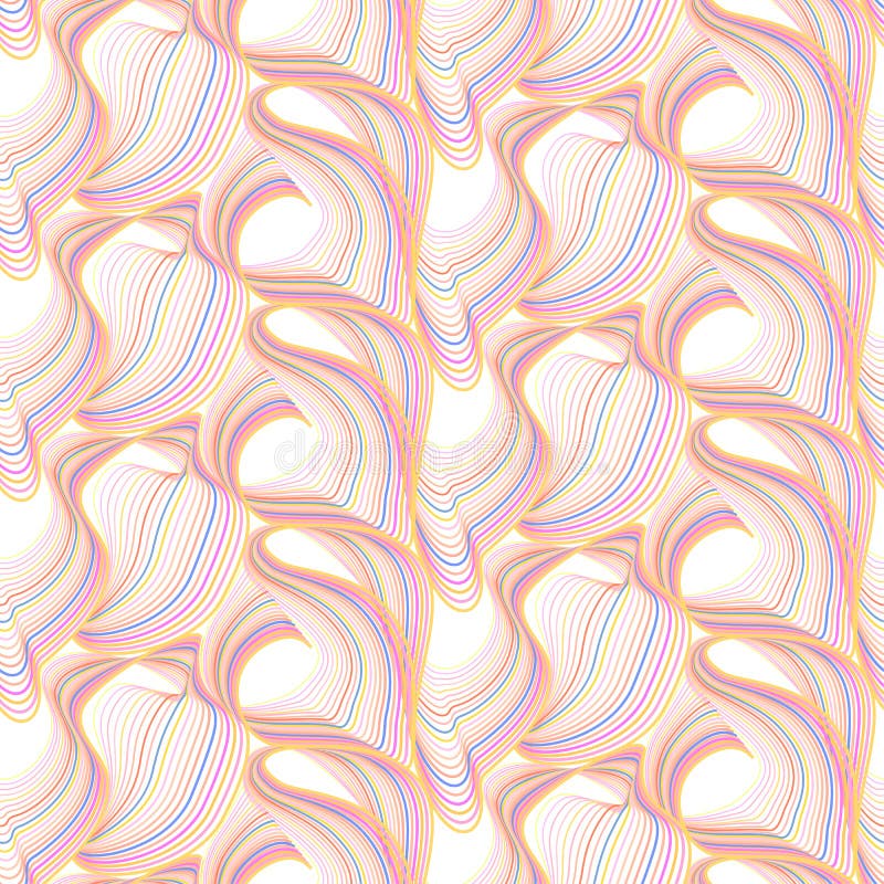 Abstract Vector Seamless Moire Pattern with Waving Curling Lines. Stock ...