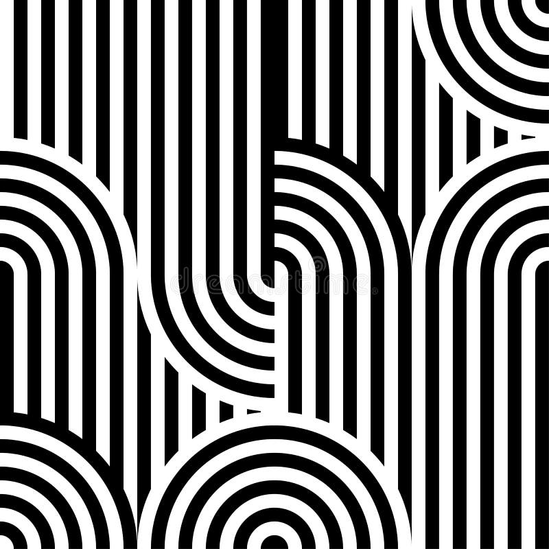 Abstract Vector Seamless Op Art Pattern. Black and White Pop Art ...