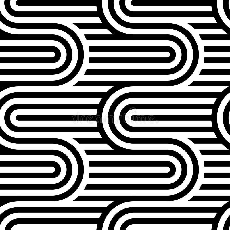 Abstract Vector Seamless Op Art Pattern. Black and White Pop Art ...